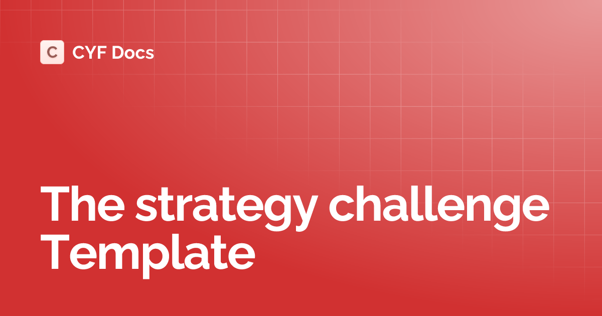 The strategy challenge Template | CYF Docs